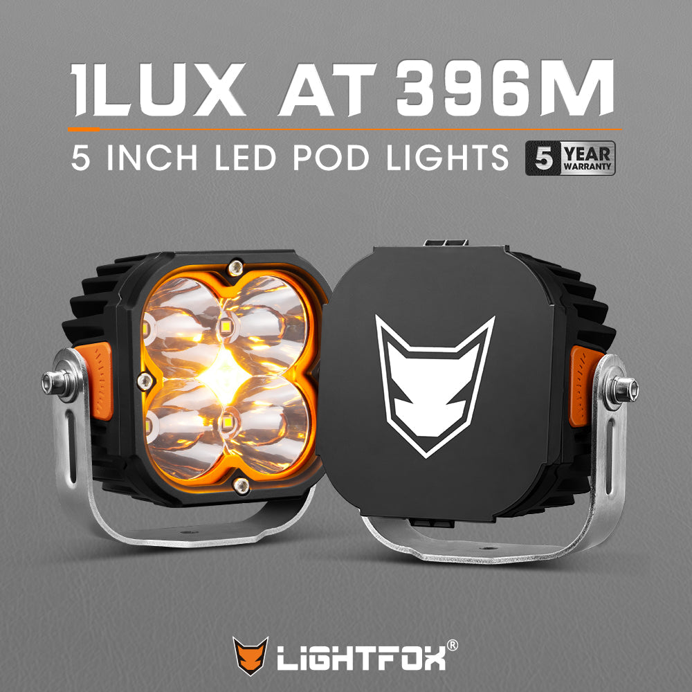 Lightfox Cygnus 5-inch Osram LED Pod Light Pair, 7053 Lumens Off-Road ...